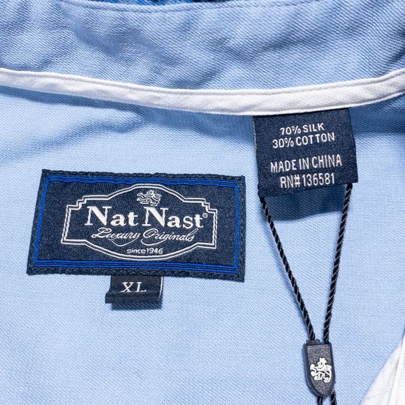 Nat Nast | Shirts | Nat Nast Silk Shirt Mens Xl Buttonup Blue Geometric ...